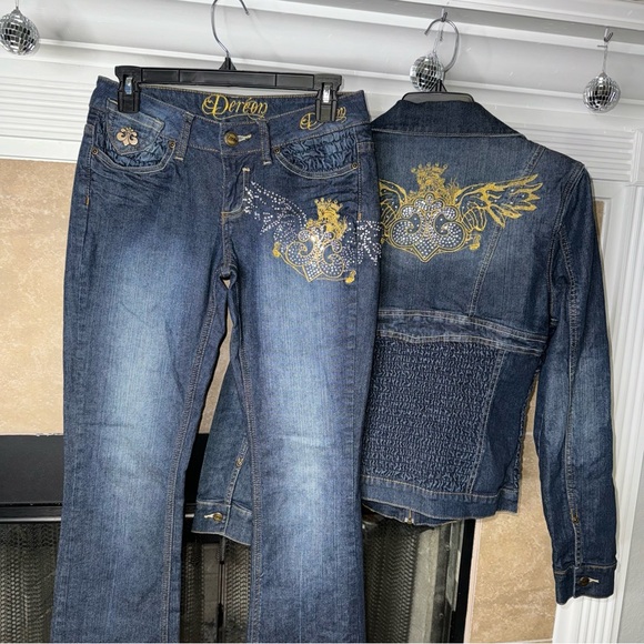 Dereon | Jackets & Coats | Dereon Y2k 2 Piece Denim Jeans W Jacket Set ...